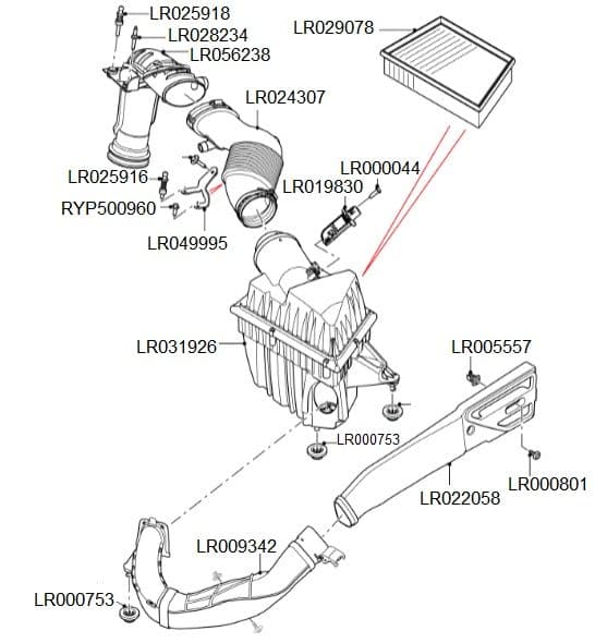 Air Intake Pipes Sensors & Filter Box Freelander 2