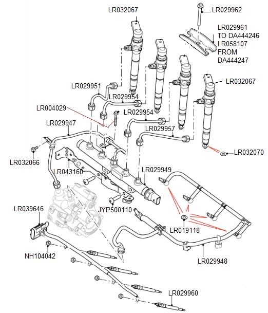 Fuel Injectors Pipes Rail & Glow Plugs 22 Duratorq