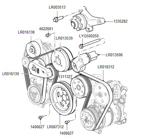 Auxiliary Drive Belt & Tensioners RRS L320 With Stability Roll Control