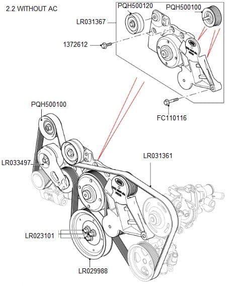 Auxiliary Drive Belt & Pulleys 22 No AC