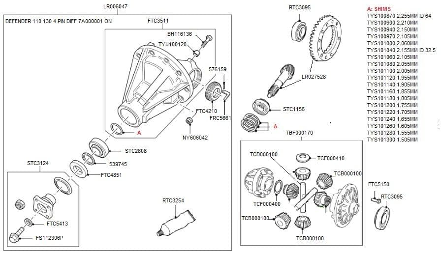 REAR DIFFERENTIAL 110 & 130 FROM VIN 7A000001