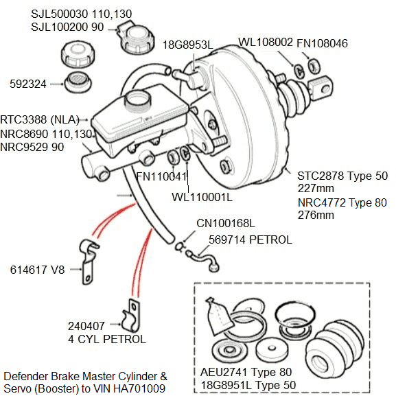 Master Cylinder & Servo to VIN HA701009