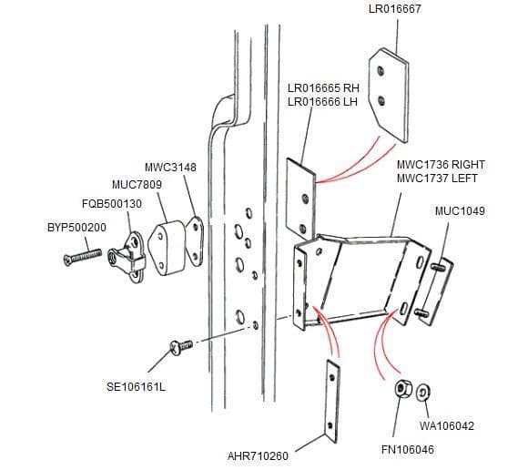 Front Door Latch Striker VIN AA270227 onwards