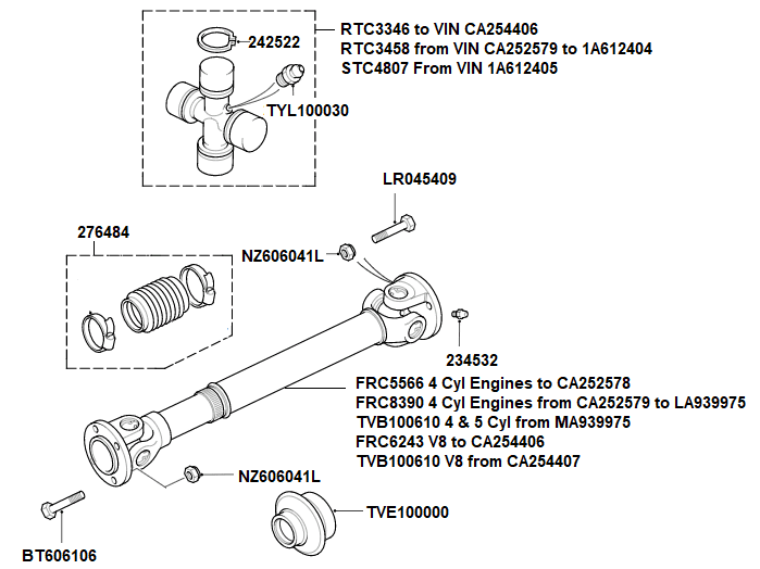Front Propshaft to VIN 6A999999