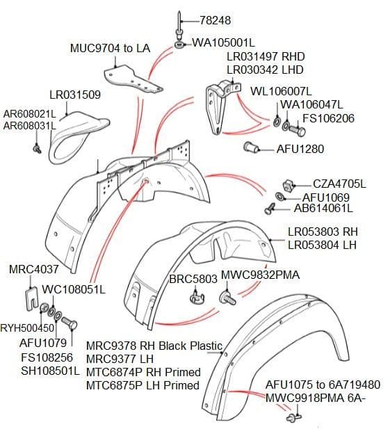 Front Wheel Arch Flares Eyebrows to VIN 6A999999