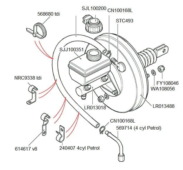 Master Cylinder & Servo NON ABS from VIN HA701010