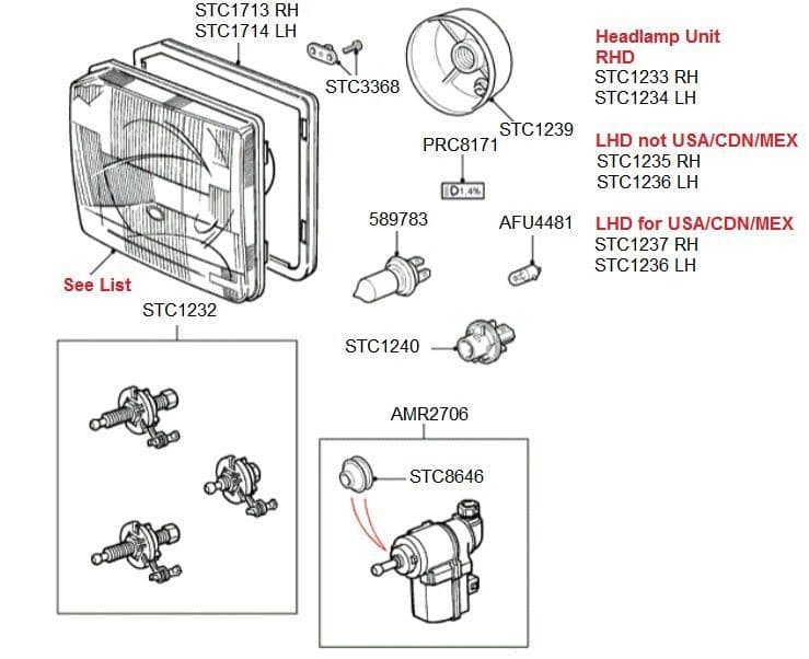Headlamps and Bulbs from VIN MA081992