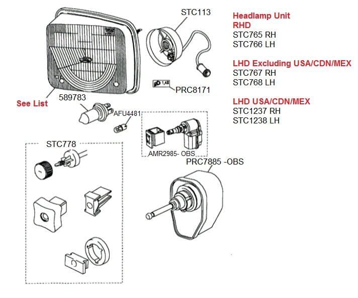 Headlamps and Bulbs to VIN LA081991