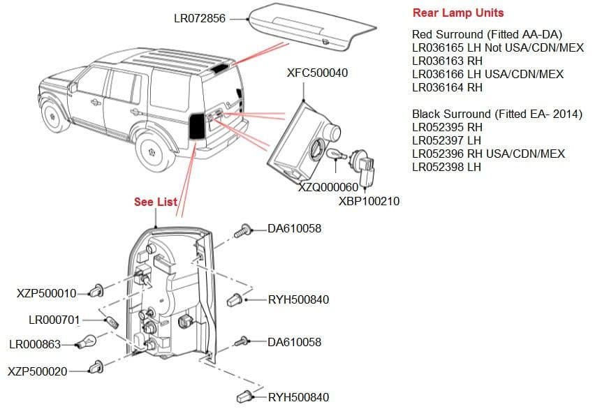 Rear Lamps Bulbs and Reflectors