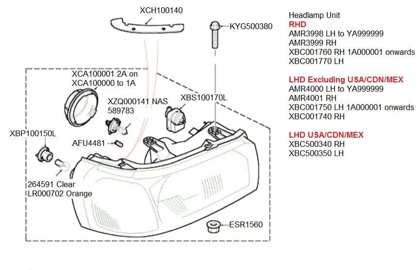 Headlamps to VIN 3A999999