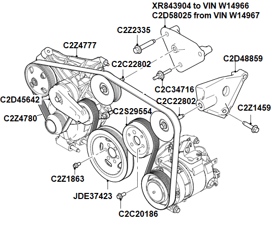 Auxiliary Drive Belt XF 2009-2015 & XJ to VIN V90865