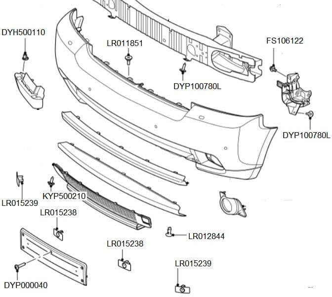 Front Bumper Clips VIN AA000001 onwards