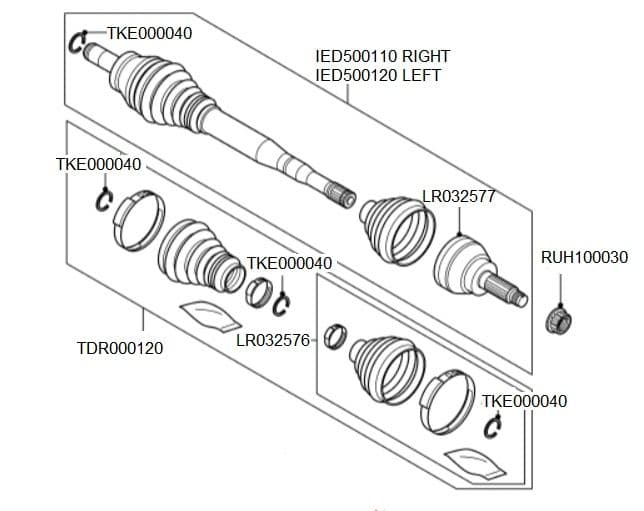 Front Driveshafts Joints and Boot Kits
