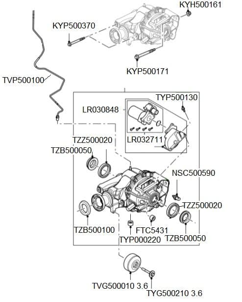 Rear Differential 42 SC 44 AJ 36 & 44TDV8 50