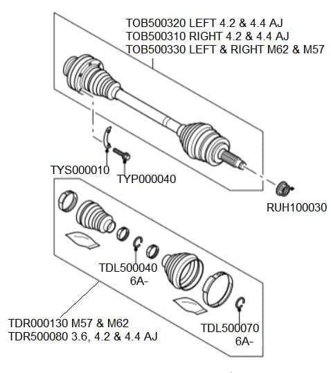 Rear Driveshafts Joints and Boot Kits
