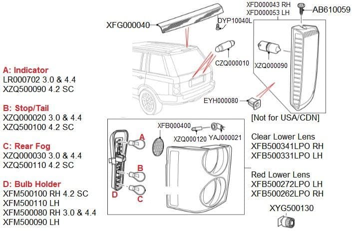 Rear Lights VIN 6A000001 to 9A999999