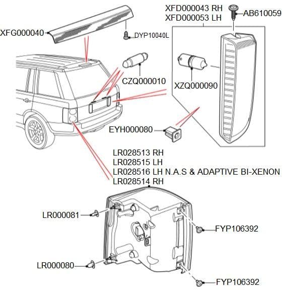 Rear Lights VIN AA000001 onwards