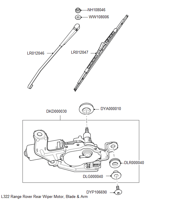 Rear Wiper Motor Arm & Blade