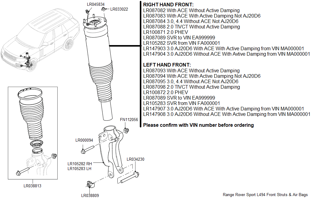 Front Suspension Struts & Air Bags