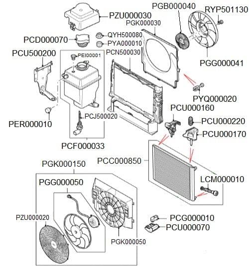 RADIATOR FAN & HEADER BOTTLE