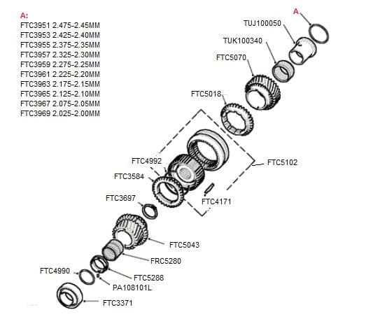 R380 MAINSHAFT 5TH & REVERSE GEARS