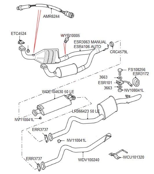 PETROL V8 EXHAUST SYSTEM WITH CAT 50LE