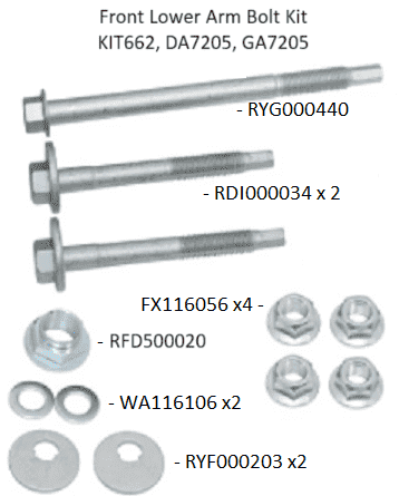BU4215 Discovery & RR Sport Front Suspension Lower Arm Bolt Kit ...
