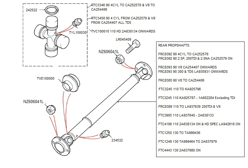 Rear Propshaft to VIN 6A999999