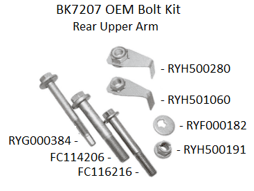 KIT670 OE Rear Upper Suspension Arm Bolt Kit FC114206 FC116216 ...